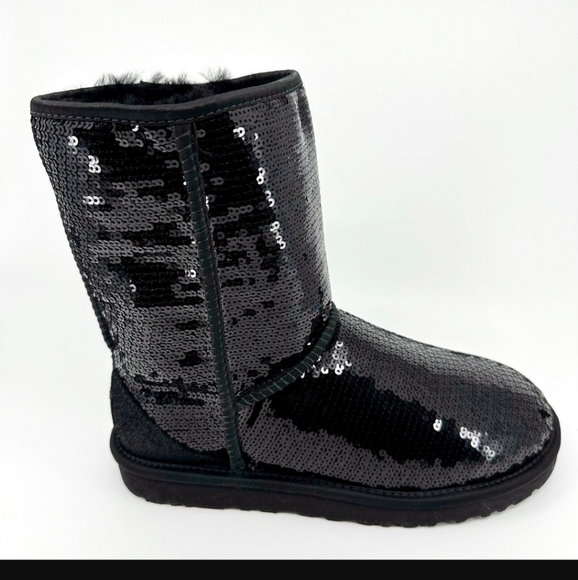 UGG | Shoes | Ugg Classic Short Sparkles Sequin Black Womens Short Winter Boots 361 | Poshmark